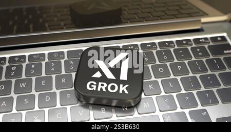 Grok Logo, 3D Visual Logo Design - X Corp.Technology Company Stock ...