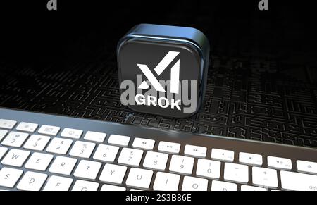 Grok Logo, 3D Visual Logo Design - X Corp.Technology Company Stock ...