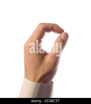 Hand holding some tiny or thin object Stock Photo - Alamy