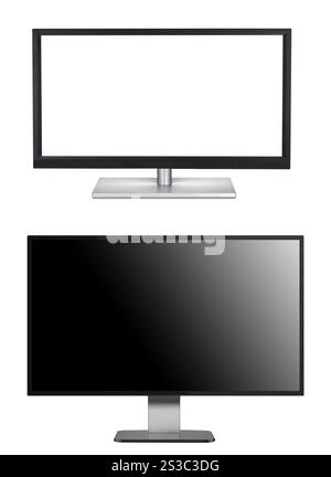 Computer monitors with blank white screen Isolated on white background ...