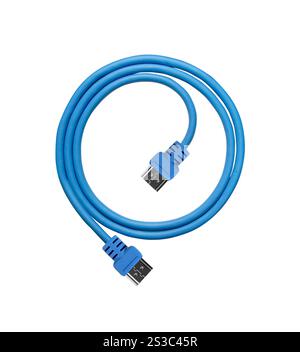 Blue USB Cable Isolated on a White Background Stock Photo - Alamy