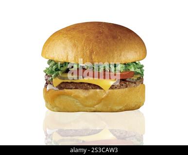 Cheeseburger isolated on a white background. Cheeseburger on a white ...