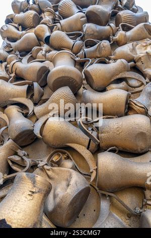 Closeup of arabian cultural coffeepots (dallah), Qahwa jars, muslims ...