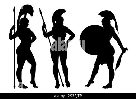 Women Warriors - Amazons. Handmade drawing with mythical female ...