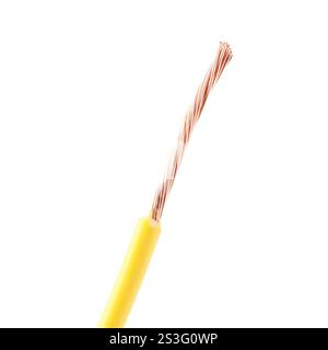 Yellow stripped electrical wire on white background Stock Photo - Alamy