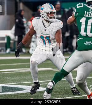 Miami Dolphins linebacker Tyrel Dodson (25) looks on between plays ...