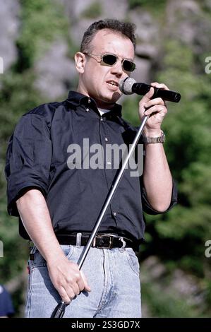 San Marino Italy 04/04/1996: Enrico Ruggeri,Italian singer,during the ...