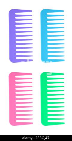 Combs of different colors isolated on white Stock Photo - Alamy