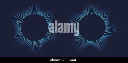 Round sound wave frames, circular lines pattern, radial curvy shapes ...