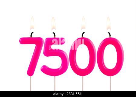 Candles forming the number 7500 - white background Stock Photo - Alamy