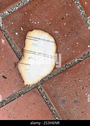 Charred piece of paper from the Eaton Fire, Los Angeles Stock Photo - Alamy