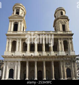 A photograph of the exterior of Eglise Saint-Sulpice in Paris ...