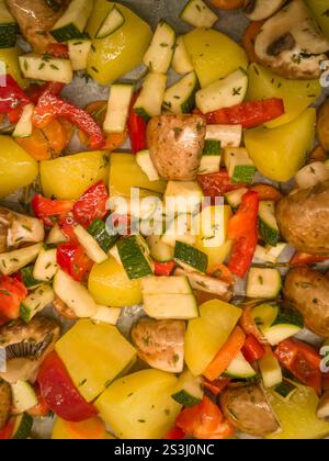 Food prep with Bell peppers, mushrooms and avocados Stock Photo - Alamy