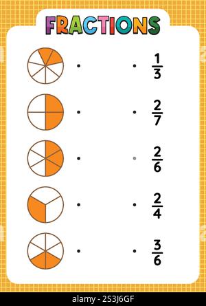Illustration of fractions with visual pie charts Stock Vector Image ...