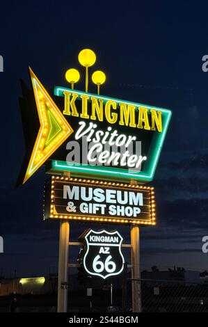 Kingman Visitor center neon sign, Kingman, Arizona, USA *** Kingman ...