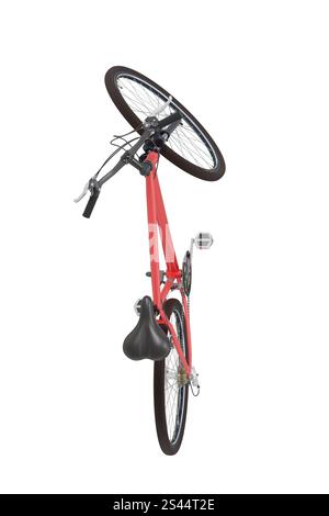 Red bicycle, side top view isolated on white background, 3D ...