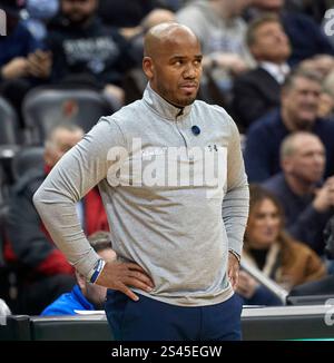 Seton Hall head coach Shaheen Holloway stands on the court during the ...
