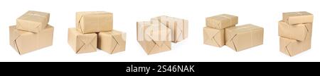 Many different parcels isolated on white, set Stock Photo - Alamy