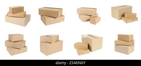 Many different parcels isolated on white, set Stock Photo - Alamy