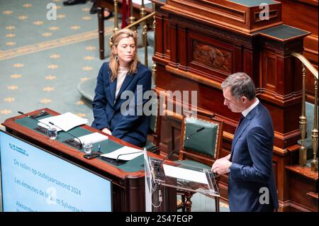 Ministers Annelies Verlinden and Alexander De Croo discussing at the ...