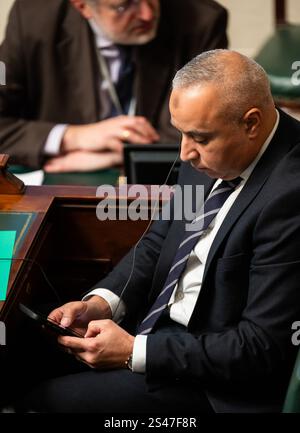 Ridouane Chahid PS at the plenary session of the Chamber at the federal parliament, in Brussels ...