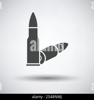 Rifle ammo icon on gray background with round shadow. Vector ...