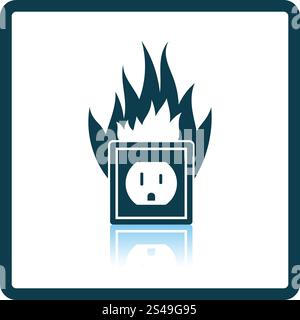 Electric Outlet Fire Icon. Shadow Reflection Design. Vector ...