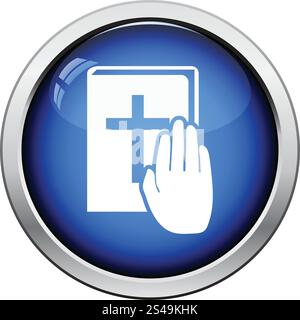 Hand on Bible icon. Glossy button design. Vector illustration Stock ...