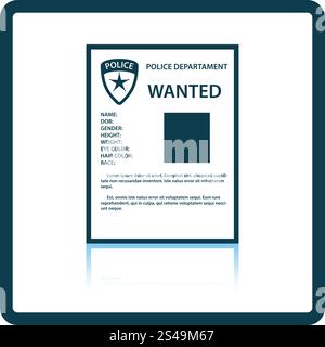 Wanted Poster Icon. Shadow Reflection Design. Vector Illustration Stock ...