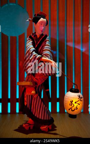 A diorama at the Kobe Lamp Museum depicting a scene from folklore using ...