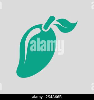 Icon of Mango. Gray background with green. Vector illustration Stock ...