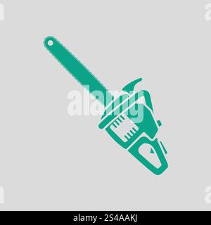 Chain saw icon. Gray background with green. Vector illustration Stock ...