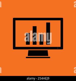 Monitor with analytics diagram icon. Orange background with black ...