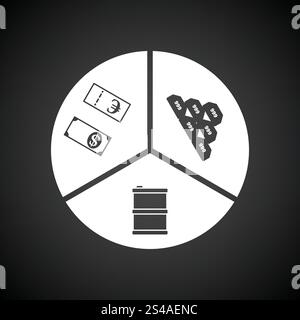 Oil, Dollar And Gold Chart Concept Icon. Editable Bold Outline With ...