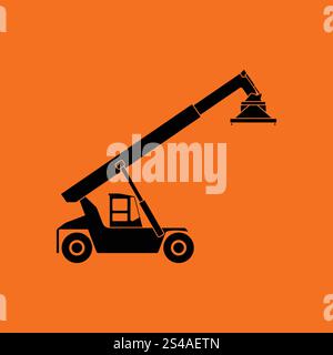 Port loader icon. Orange background with black. Vector illustration ...