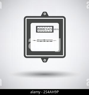 Electric meter icon on gray background, round shadow. Vector ...