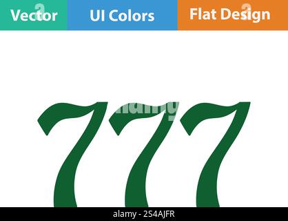 777 icon. Flat color design. Vector illustration Stock Vector Image ...