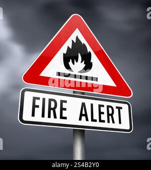 Warning sign fire hazard with smoke. Black isolated Stock Photo - Alamy