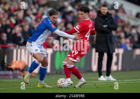Callum Brittain of Middlesbrough takes on Ali Ahmed of Norwich City ...