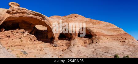 Aerial panoramic photograph of Colonnade Arch, a unique rock formation ...