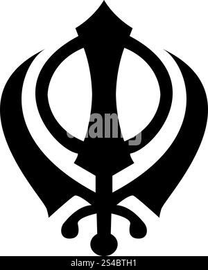 Khanda symbol sikhi sign icon black color vector illustration simple ...
