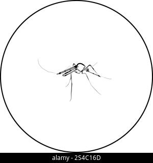 Mosquito icon black color in circle. Mosquito icon black color in ...
