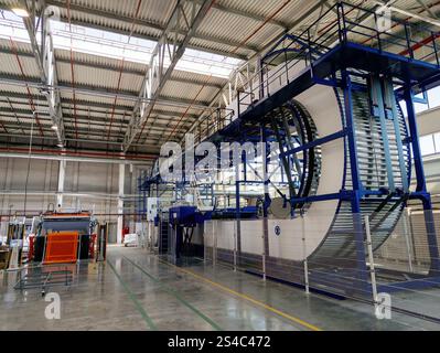 Foam rubber production line, cutting and packing equipment Stock Photo ...