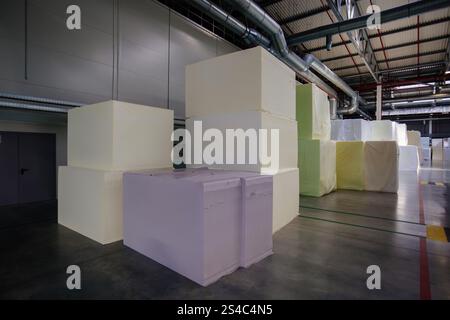 Blocks of foam rubber in warehouse Stock Photo - Alamy