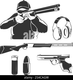 Vector elements for shooting club retro labels, emblems, logos and ...