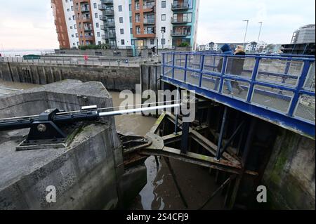UK. Portishead Marina hydraulic lock gates. Picture credit Robert ...