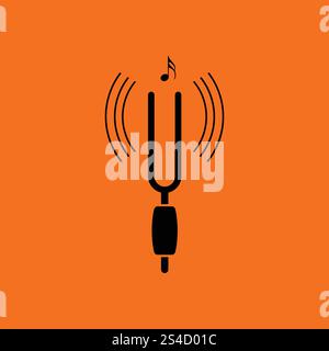 Tuning fork icon. Orange background with black. Vector illustration ...