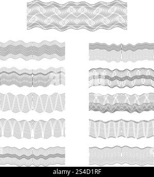 Guilloche vector borders set engraving money pattern texture. Watermark ...