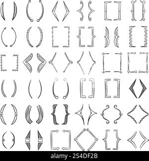 Hand-drawn curly brackets and parenthesis symbols. Typography icons ...