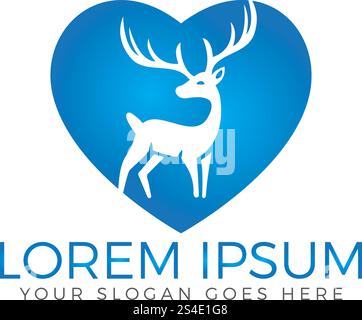 Deer heart shape vector logo design Stock Vector Image & Art - Alamy